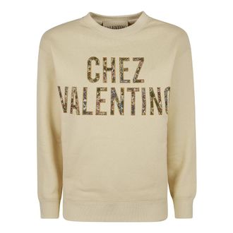 Valentino Garavani Jersey Felpa Pattern Baumwoll-Sweatshirt - - Sweatshirts & Hoodies - Damen - Beige - S