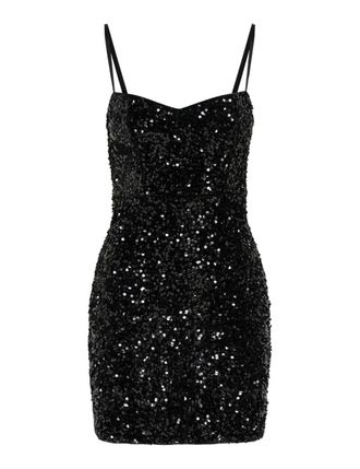 Only Damen Onlconfidence S/L Sequins Tube Dress JRS, Black, Medium