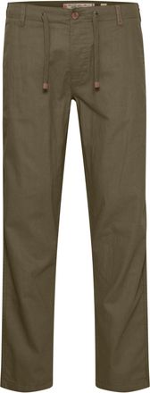 Indicode IDIves Herren Leinenhose Sommerhose Lange Stoffhose mit Kordel Gürtelschlaufen Leinenmix Eingrifftaschen Regular fit, Größe:XL, Farbe:Dark Olive (644)