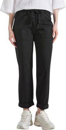 Deha Deha, Femme, Sport, Noir, Taille: 44 FR Pantalon Droit en Popeline Stretch