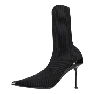 Alexander McQueen Stretch-Stoff und Leder Stiefeletten - - Shoes - Damen - Schwarzk - 39 EU
