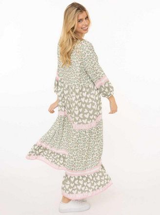 Zwillingsherz Maxikleid Leo Love Mustermix: Leo und Herzen, Knopfleiste und 3/4 Arm