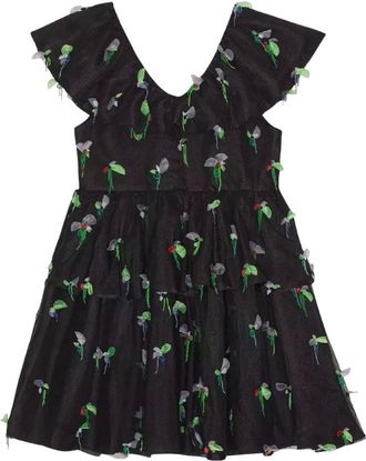 Ganni Femme, Robes, Noir, Taille: 36 FR Mini robe en tulle &agrave; volants et embellissements