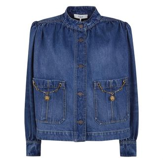 Chlo&eacute; Femme, Blouses et Chemises, Bleu, Taille: 34 FR Squared Fit Front Pockets Denim Jacket