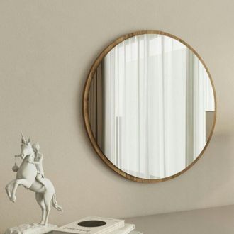 Pier Import Miroir rond moderne avec cadre effet noyer&Oslash;60 cm CODY