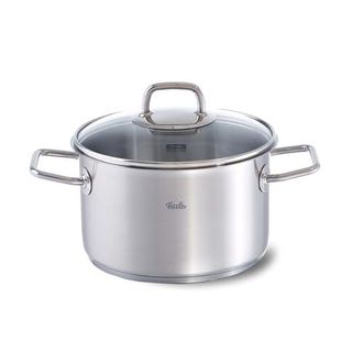 FISSLER Viseo Faitout en Acier Inoxydable (3,6 l - &Oslash; 20 cm) avec Couvercle en Verre, &Eacute;chelle Gradu&eacute;e Int&eacute;rieure, Bord Verseur, Compatible Induction, &Eacute;conome e