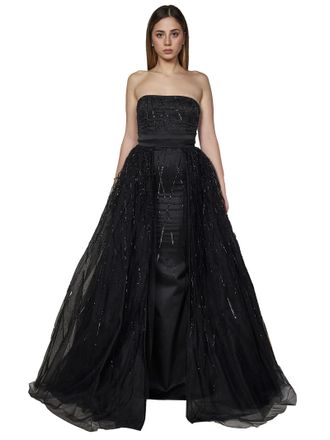 Room76 Womens Long Dress Black Acetate