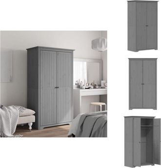vidaXL Kleiderschrank bodo Grau 99x53,5x173 cm Massivholz Kiefer - K&uuml;chenschrank - Kleiderschrank - Garderobe - Franz&ouml;sischer Stil - Massivholzk&uuml;che