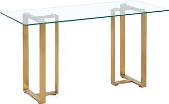 Pascal Morabito Schreibtisch - Gehärtetes Glas & Edelstahl - Transparent und Gold - NILESA