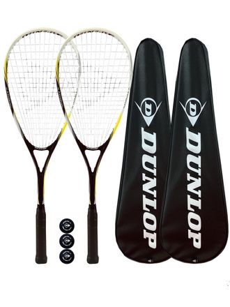 Dunlop 2 x Dunlop Nano Max Ti Squash Racket + 3 Squash B&auml;lle