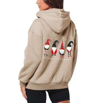 Generic Sweat &agrave; capuche de sport d&eacute;contract&eacute; &agrave; manches longues avec cordon de serrage et fermeture &eacute;clair pour femme, beige, 3XL