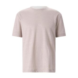 Eleventy Leinen T-Shirt - - Tops - Herren - Rosa - L