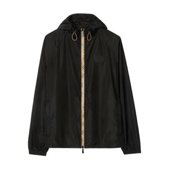 Burberry Homme, Vestes, Noir, Taille: XL Veste &agrave; capuche avec d&eacute;tail Icon Stripe