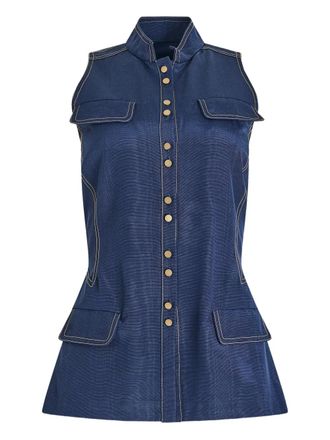 Rosie Assoulin ridged buttoned vest - Bleu