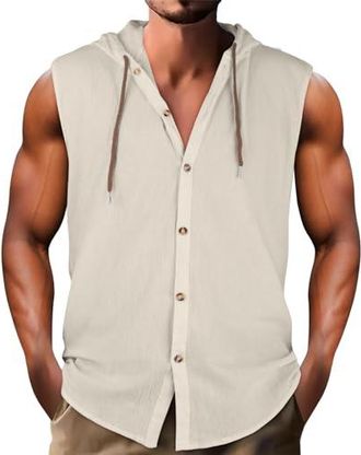 Generic Sweat à capuche simple sans manches pour homme - T-shirt dété sans manches léger sans manches pour course à pied, débardeur de musculation, chemise bo