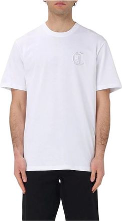 Just Cavalli Homme, Tops, Blanc, Taille: 2XL Embroidered Logo Tee
