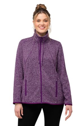 Ulla Popken Damen Strickfleece Jacke mit Rautenmuster Sweatjacke, Dunkles Violett, 42-44