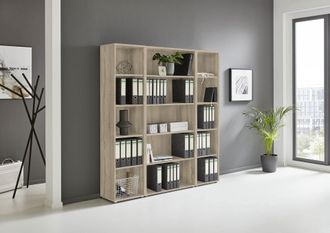 BMG Möbel Regalwand Office Edition Büroschrank Büromöbel Regal in Eiche Sonoma (Regalwand 3)