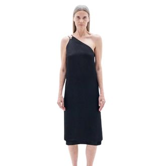 Filippa K Asymmetrisches Seersucker-Kleid - - Dresses - Damen - Schwarzk - L