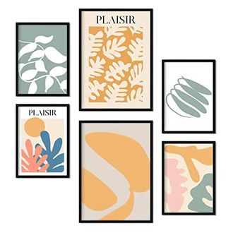 Nacnic Ensemble nacnique de 6 affiches v&eacute;g&eacute;tation. Collection de plaques avec collage esth&eacute;tique pour la d&eacute;coration dint&eacute;rieur. Tailles A3 et A4. Sans cadre