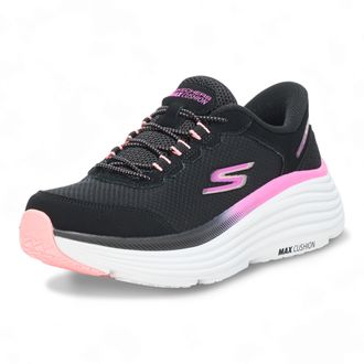 Skechers Damen Max Cushioning Endeavour Cardova Hands Free Slip-In-Sneaker, Schwarz/Rosa, 39.5 EU