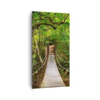Arttor Wandbilder Dekoration Wohnzimmer Fußgängerbrücke Wald Abenteuer Bilder auf Leinwand 65x120cm Leinwandbild mit Rahmen Schlafzimmer Küche Deko Wand Kuns