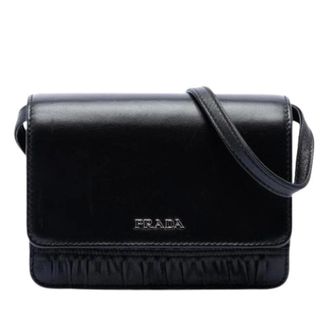 Prada Sac bandouli&egrave;re en cuir pliss&eacute; Pre-owned - Femme - Pre-owned - Noir - Taille: ONE Size