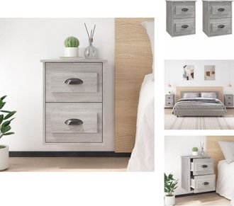 vidaXL Wand-Nachttische 2 Stk. Grau Sonoma 41,5x36x53 cm - Wand-Nachttisch - Nachttisch Grau - Wohnzimmer Möbel - Holzwerkstoff Möbel - Schrank