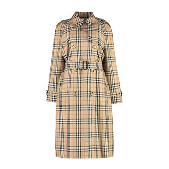 Burberry Trenchcoat mit Karomuster und G&uuml;rtel - - Coats - Damen - Beige - XS