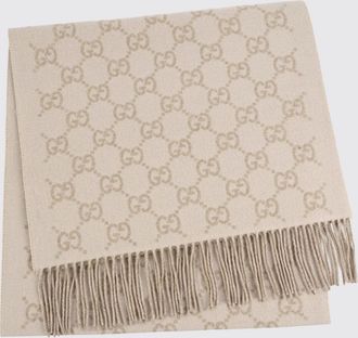 Gucci Schal aus reinem Kaschmir mit GG-Monogramm und Fransen
