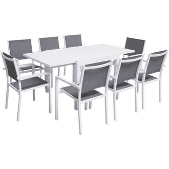 Happy Garden Gartenm&ouml;bel venezia ausziehbar 90/180 aus grauem Textilene 8 Sitze - Wei&szlig;aluminium