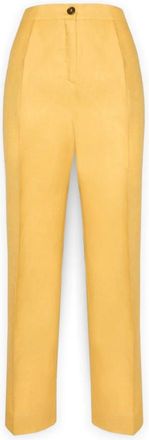 Elena Miro Femme, Pantalons, Jaune, Taille: 54 FR Linen Pantalons