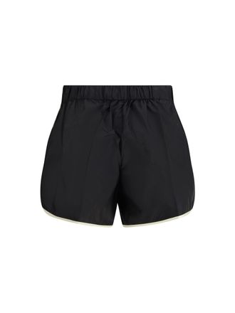 Prada Womens Lightweight Re-Nylon Shorts Nero+vaniglia Recycled Polyamide Bermuda