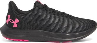 Under Armour Damen Charged Speed Swift, leichte Laufschuhe mit Mesh, Joggingschuhe mit robuster Gummisohle,Black / Black / Super Pink,42.5
