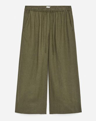 Arket Cropped-Leinenhose -Gr&uuml;n