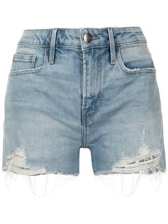 Frame Denim short en jean à effet usé - Bleu