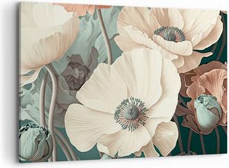 Arttor Bilder auf Leinwand 100x70cm Leinwandbild Blumen Pflanzen Pastell Groß Wanddeko Bild Schlafzimmer Küche Deko Wandbilder Dekoration Wohnzimmer Wall Dec