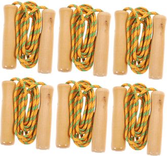 Supvox 6 Stück Teiliges Springseil Holzgriff Fitness hüpfseile für Workout und Gewichtsverlust Ergonomisch Rutschfeste Griffe Langlebiges Holz bambus materia