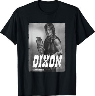 The Walking Dead T-Shirt Daryl Silver Portrait Schwarz Klein Unisex Klassisch Klassische Passform Crew-Kragen Kurzarm Pull-On Alle Herren Fans of The Walking Dead