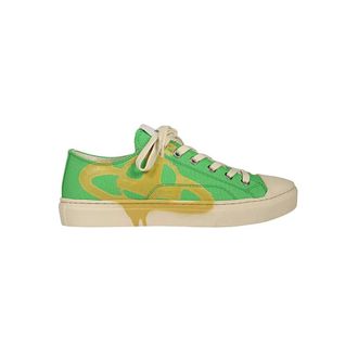 Vivienne Westwood Homme, Chaussures, Vert, Taille: 45 EU Baskets en Toile de Coton Bout Rond Caoutchouc
