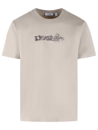 Off-white T-shirt en coton blanc cass&eacute; Heraldic Taupe