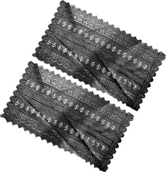 OSALADI Franz&ouml;sisches Spitzen Tischset 2 St&uuml;ck L&auml;ndliche Tischmatte 25X40cm Schwarze Tischdekoration f&uuml;r Hochzeit und Festtagsessen