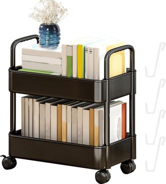 Generic Aufbewahrungswagen - 4-st&ouml;ckiger Rollwagen | Rollbarer Servierwagen | B&uuml;cherregal mit feststellbaren Rollen for Haushalt, K&uuml;che, Bad, B&uuml;ro, Schlafzimm