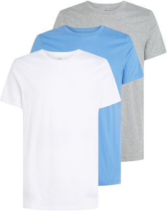 Calvin Klein Herren 3er Pack T-Shirts Kurzarm aus Baumwolle, Mehrfarbig (White, Grey Heather, Glacier), L
