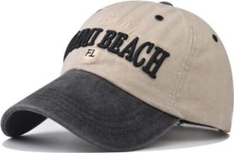 Generic Casquette de baseball vintage Miami Beach Floride Mode Hommes Femmes Sports Outdoor Casual Hat, kaki, taille unique-M