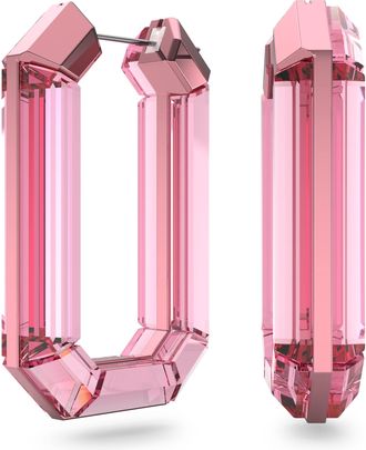 Swarovski Lucent Kreolen, Rosafarbene Statement Ohrringe mit Geschliffenem Swarovski Kristall