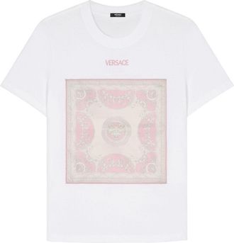 Versace T-Shirt mit Logo-Stickerei - Weiß