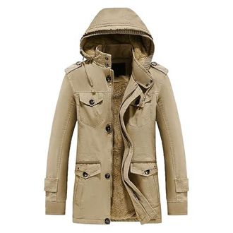 Generic Parka dhiver longue pour homme - Veste cargo l&eacute;g&egrave;re &agrave; boutonnage - Manteau dhiver chaud pour homme, kaki, XXL