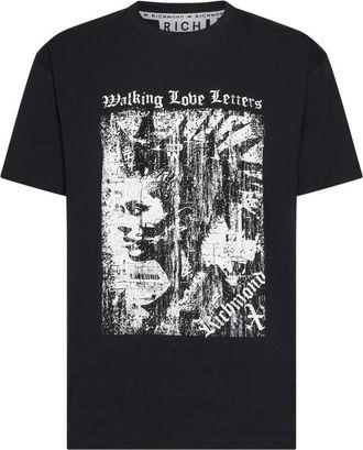 John Richmond Vintage-Effekt Grafik T-Shirt - - Tops - Damen - Schwarzk - S