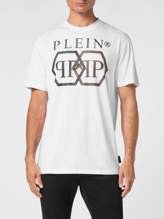 Philipp Plein T-shirt en coton avec logo Hexagon et imprim&eacute; monogramme contrastant